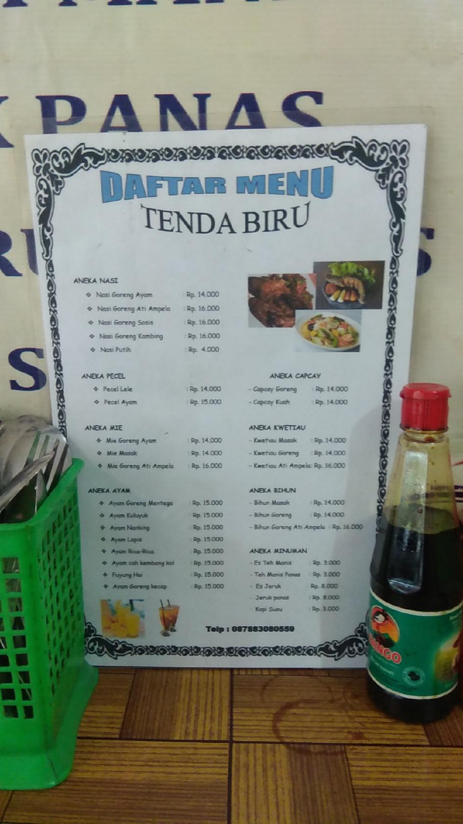 Menu at Rumah Makan Tenda Biru restaurant, Cimahi