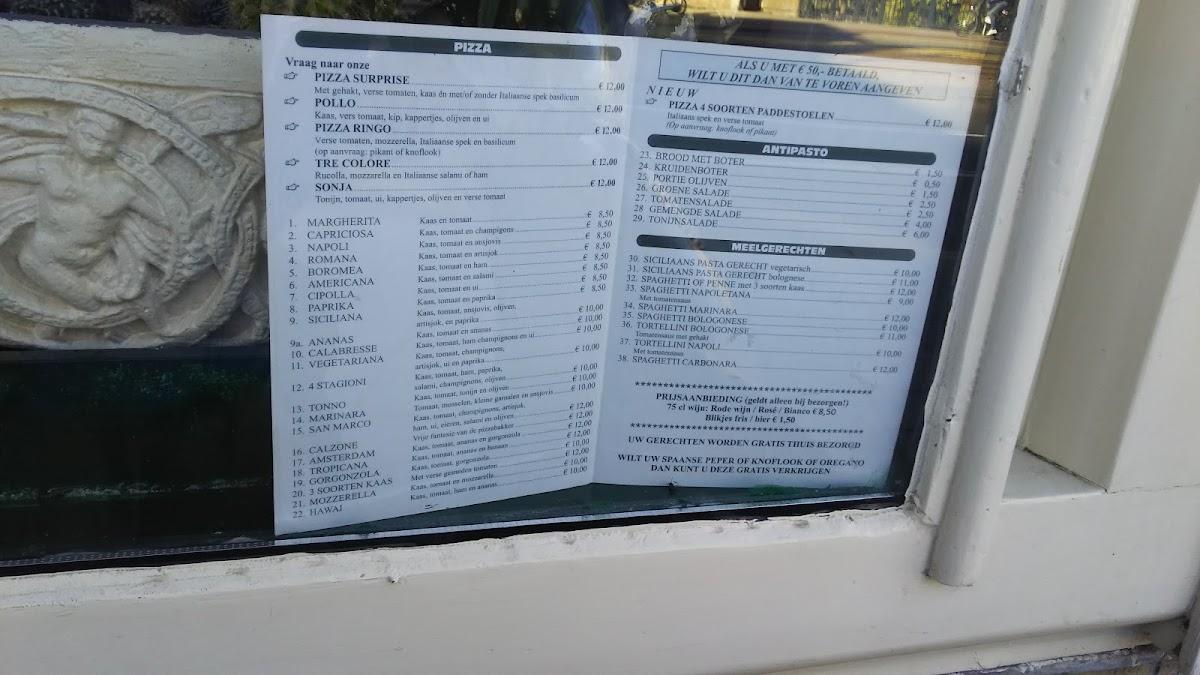 Menu at San Marco, Amsterdam