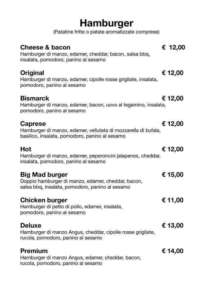 Menu at Steak House - Mad'O Buffalo steakhouse, Verbania