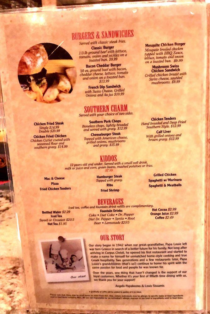 Menu at Texas Flame Steakhouse, Corpus Christi
