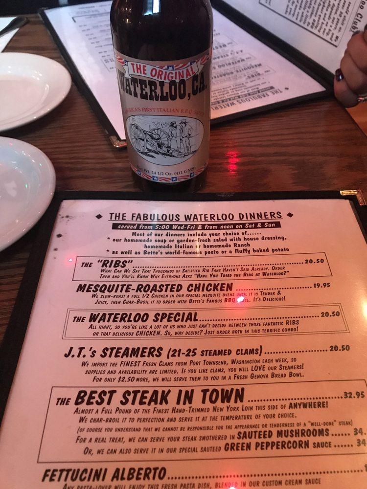 Menu at The Waterloo Restaurant, Stockton