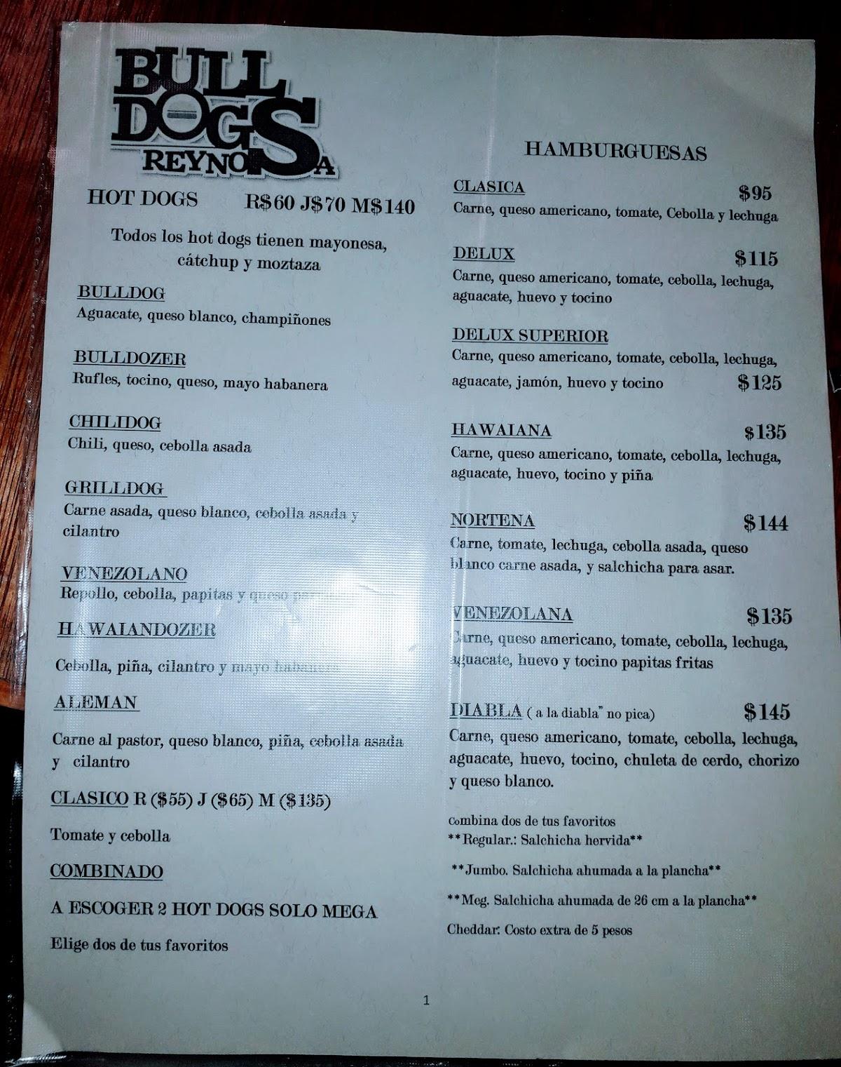 Carta del restaurante Bulldogs Reynosa, Reynosa