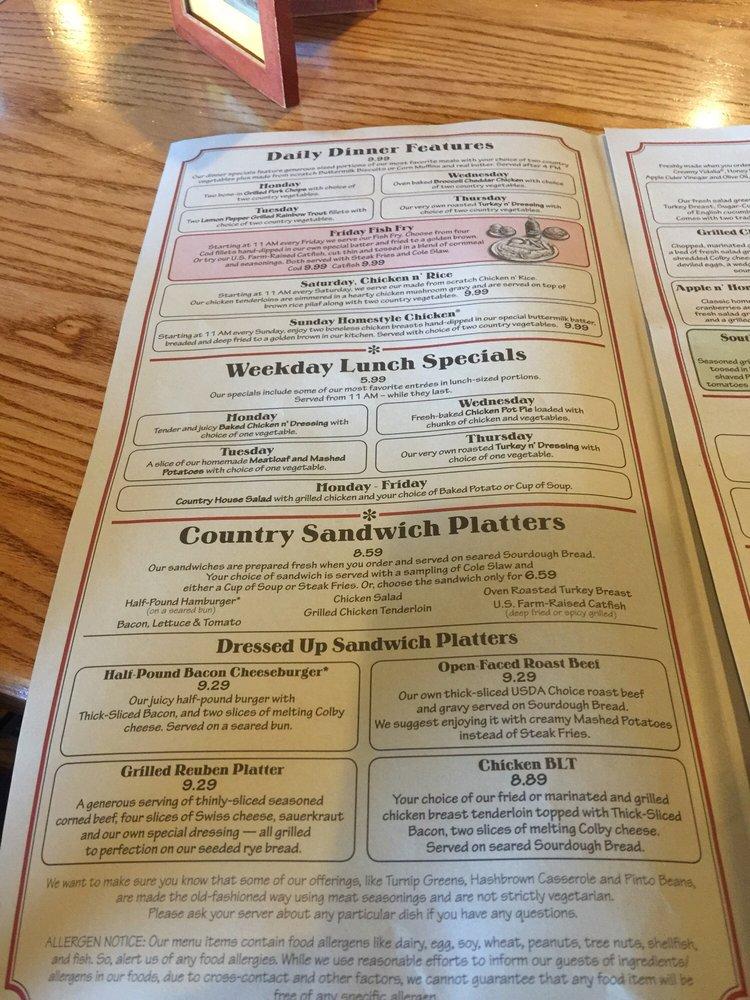 Menu at Cracker Barrel Old Country Store, Dumfries