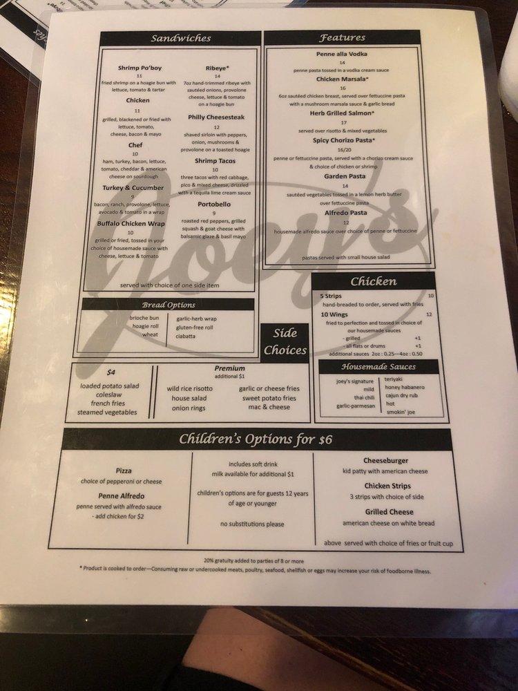 Menu at Joeys Fine Food & Pizza pub & bar, Denver