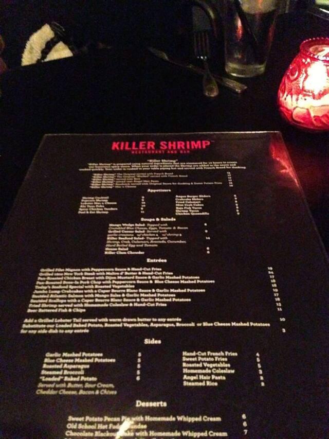 Menu at Killer Shrimp pub & bar, Marina del Rey, Admiralty Way