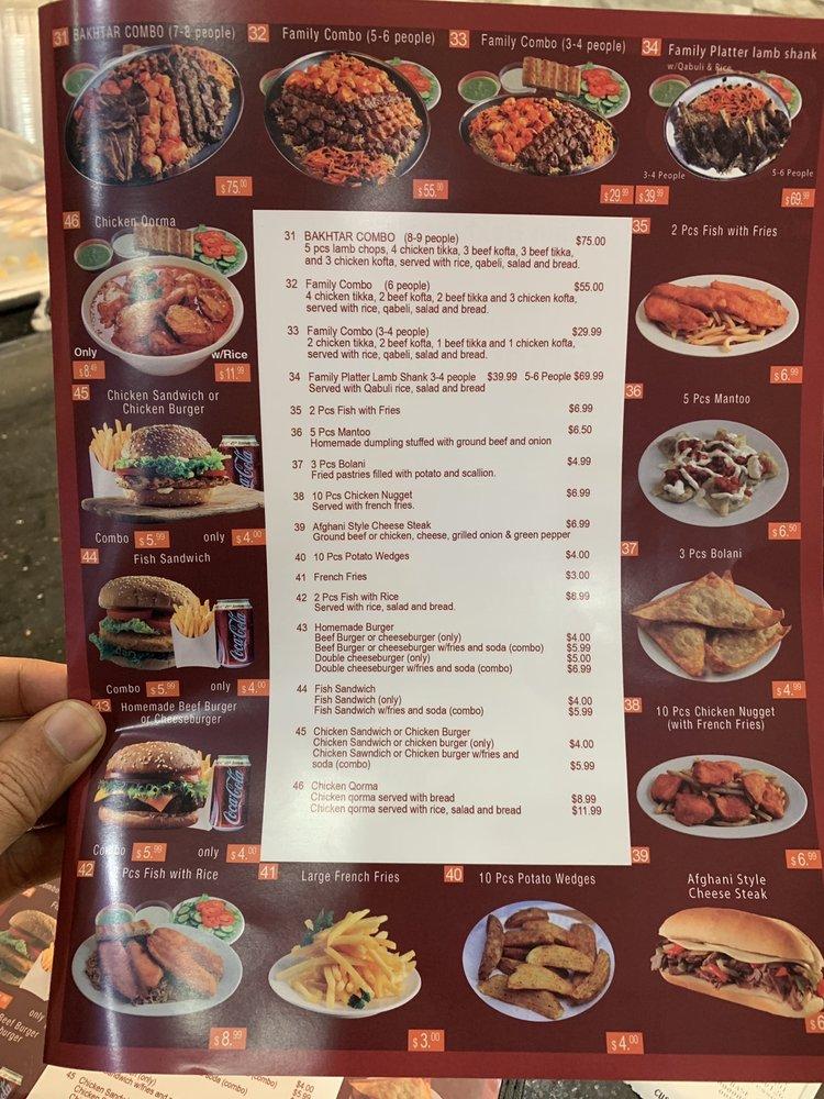Menu at Main Bakhtar Halal Kabab restaurant, Hicksville