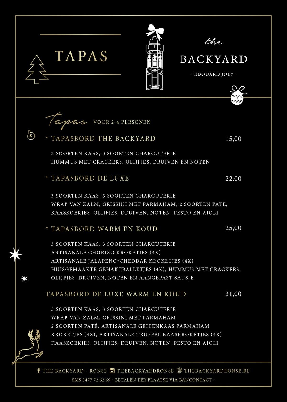 Menu au The Backyard - Ronse, Renaix