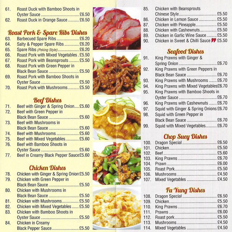 Menu at Dragon Restaurant, Fareham