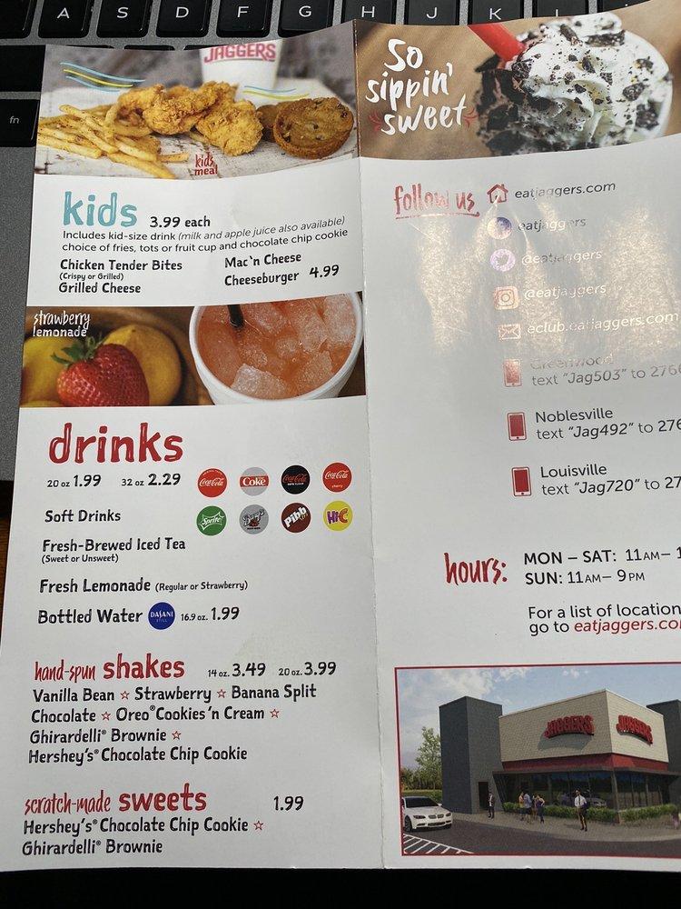 Menu at Jaggers restaurant, Louisville, Dutchmans Pkwy