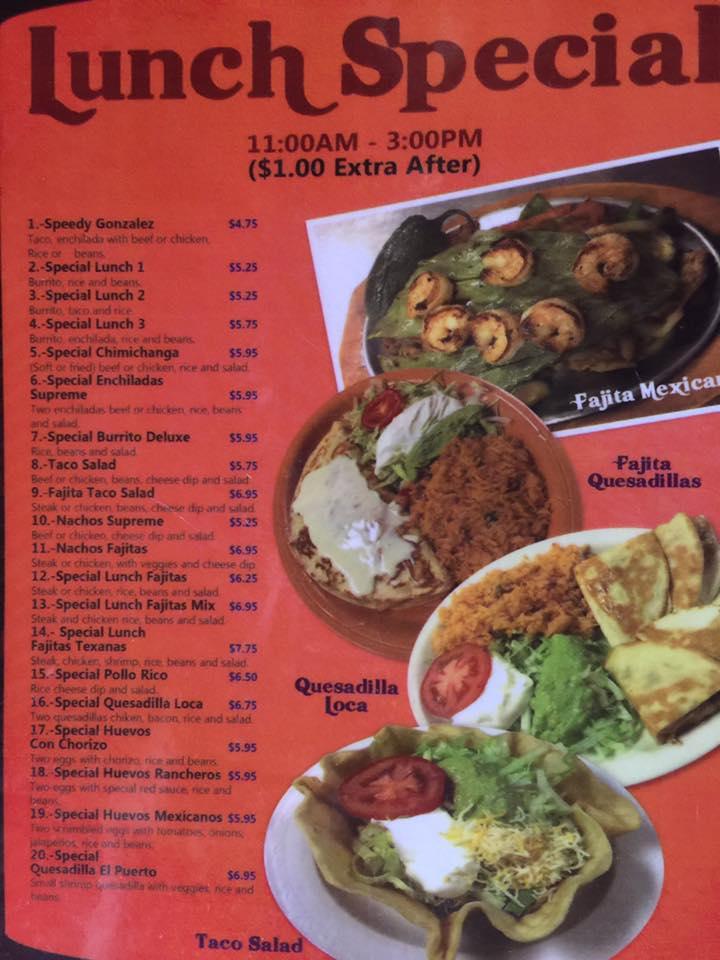 Menu at Los Compadres Mexican Restaurant, Saint Pauls