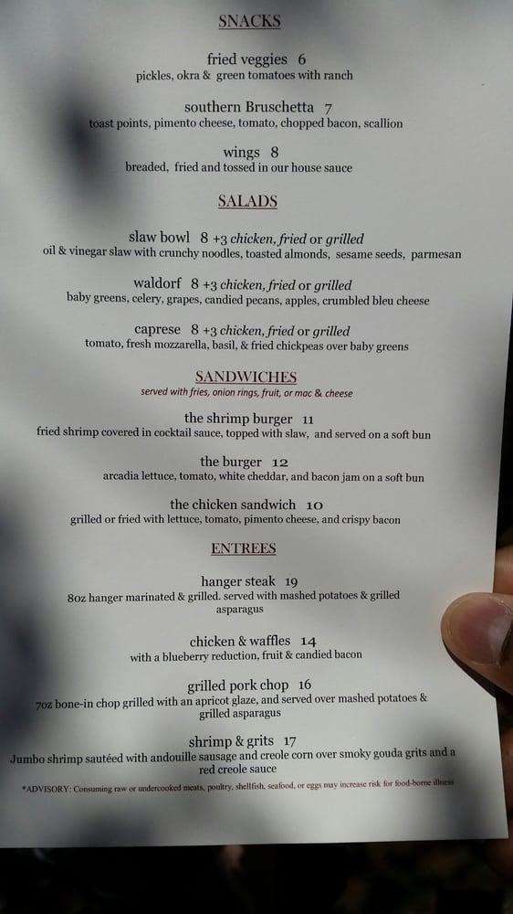 Menu at The Place restaurant, Athens