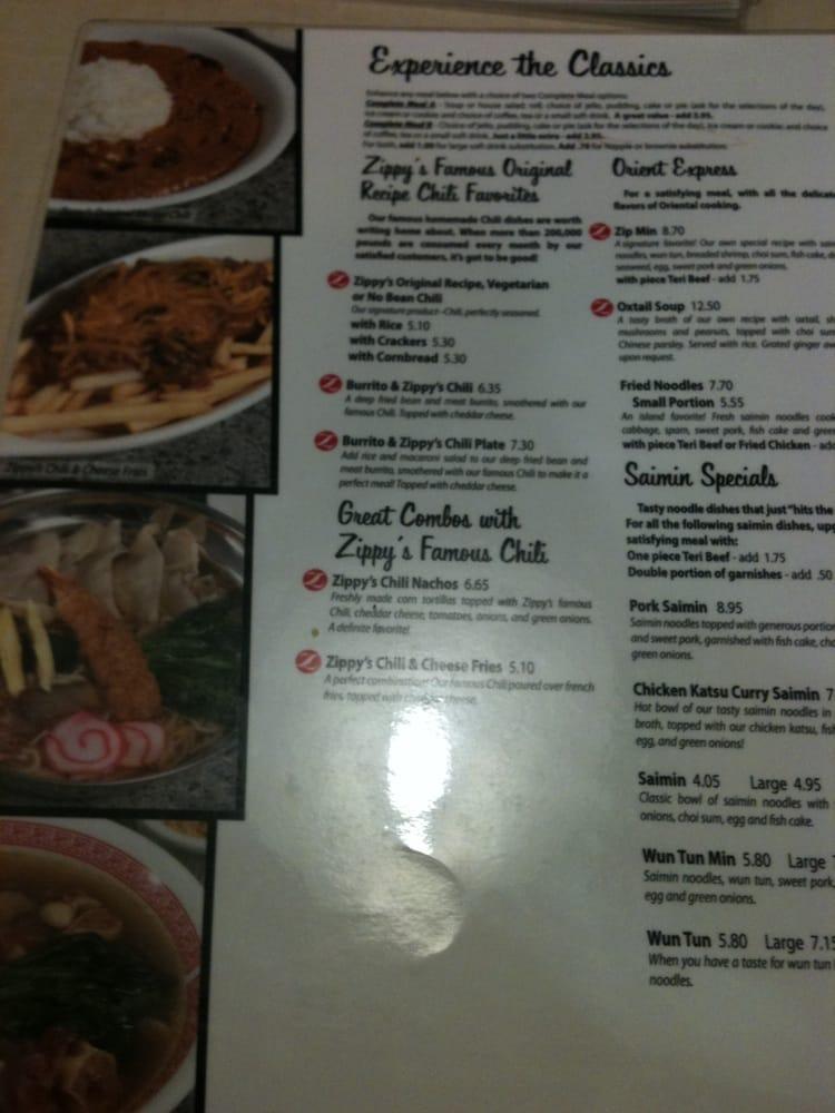 Menu at Zippy's Kapolei fast food, Kapolei