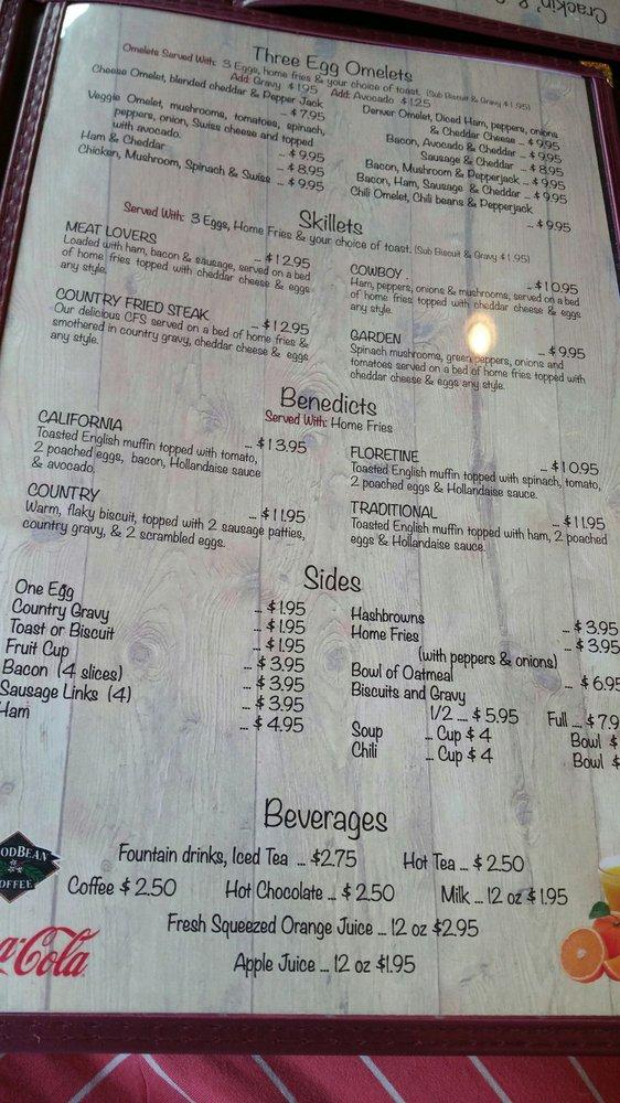 Menu at Crackin' & Stackin' restaurant, Eagle Point