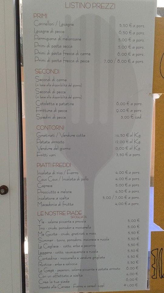 Menu at Da Gege, Fano, Piazzale Amendola 22a