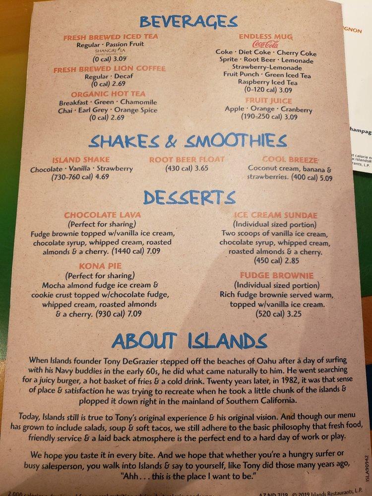Menu at Islands Restaurant Phoenix, Phoenix