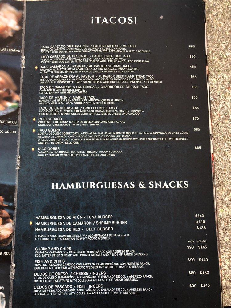 Menu at La Marea Mazatlán pub & bar, Mazatlán, Cam. a Observatorio 11