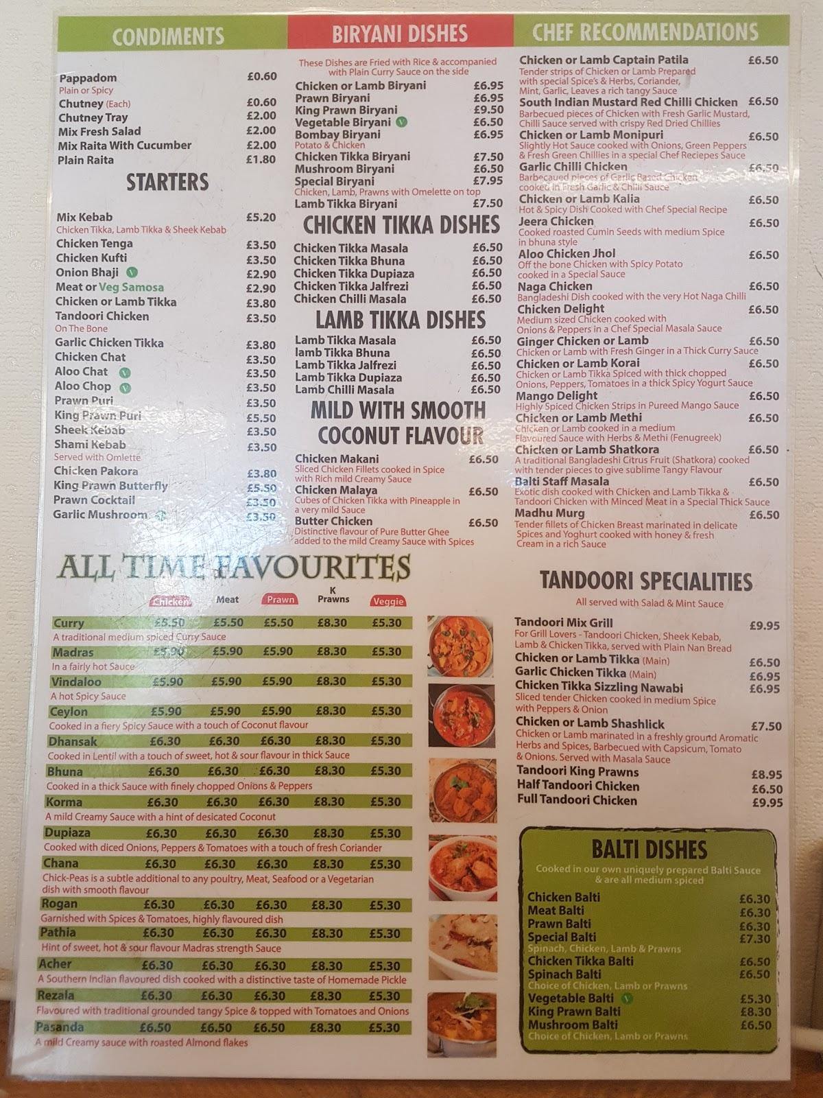 Menu at Pride Of Balti fast food, Risca