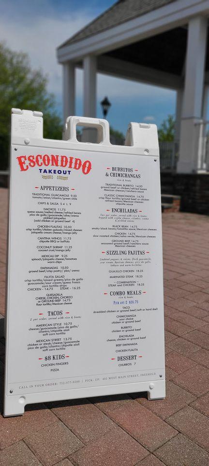 Menu at Escondido Mexican Cuisine & Tequila Bar, Freehold