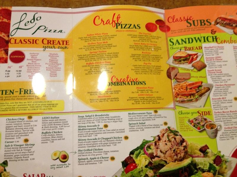 Menu at Ledo Pizza pizzeria, Ijamsville