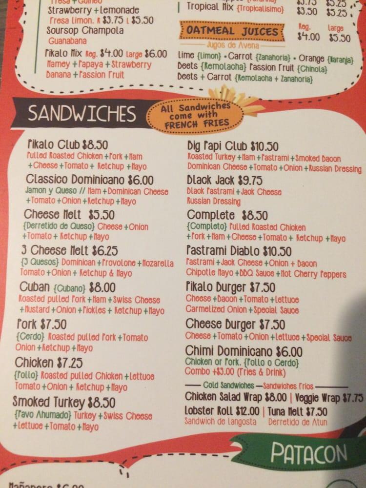 Menu at Pikalo JP restaurant, Boston, 360 Centre St