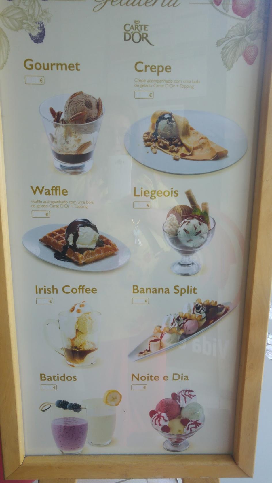 Menu em Tôa Tôa Gelataria Bar, Foz do Arelho