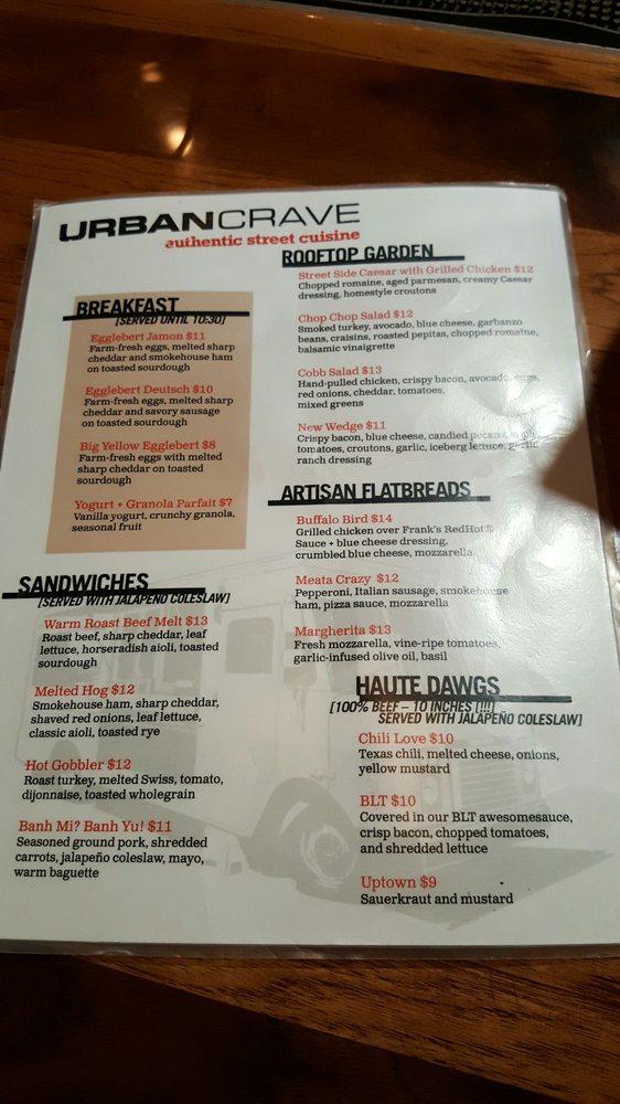 Menu at Urban Crave restaurant, Orlando