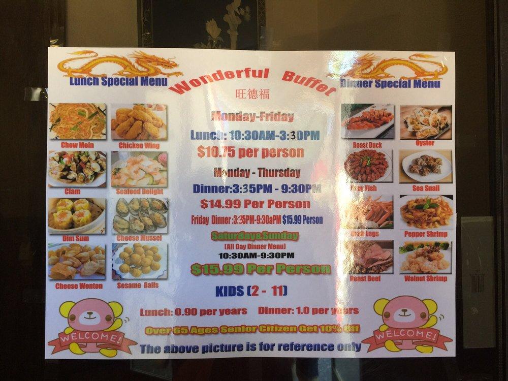 Menu at Wonderful Buffet restaurant, Bellingham