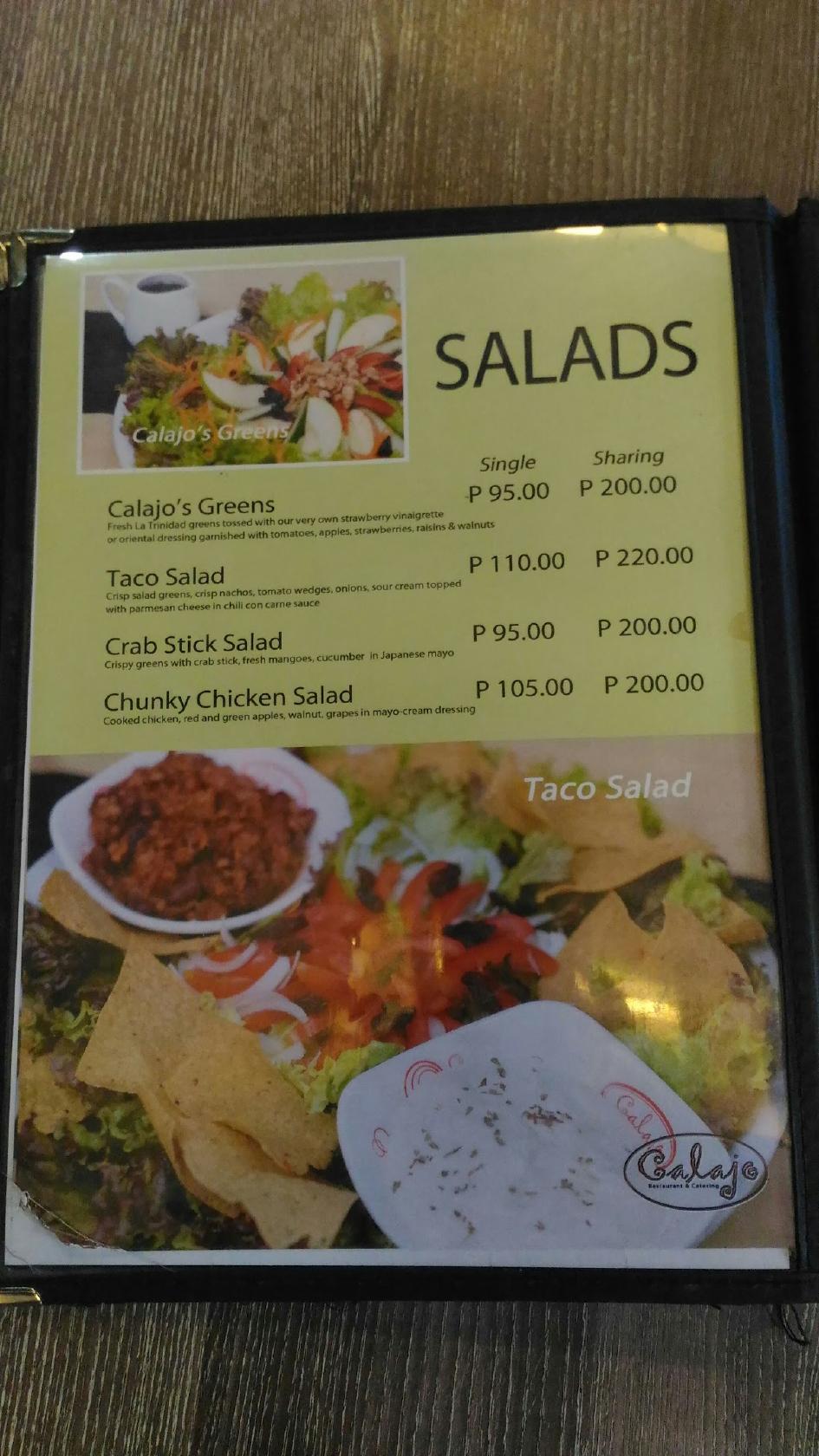 Menu at Calajo Resto restaurant, La Trinidad, FH4Q+JGP