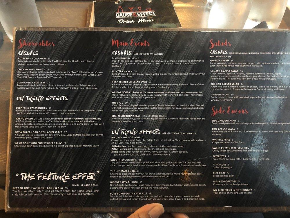 Menu at Cause & Effect - Bar & Lounge, Hamilton