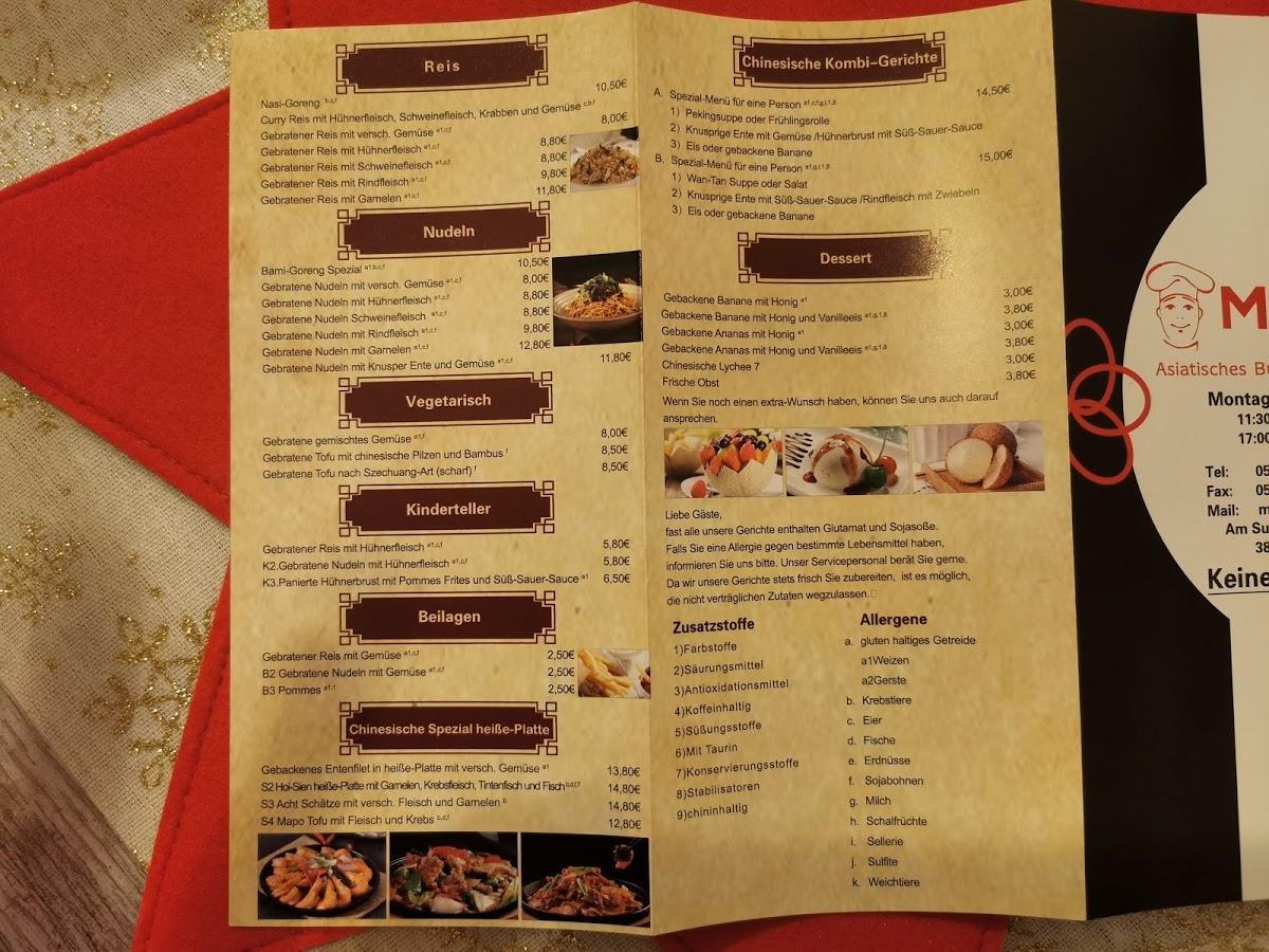 Speisekarte von China Restaurant Mr.Wu, Goslar