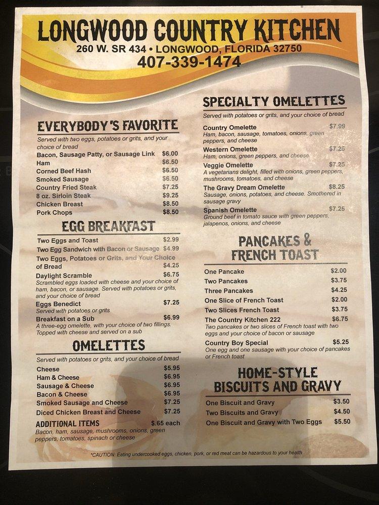 Menu at Country Kitchen restaurant, Longwood, 260 W State Rd 434