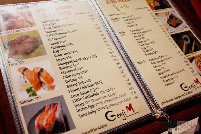 Menu at Genji M restaurant, Makati, H27J+G3G
