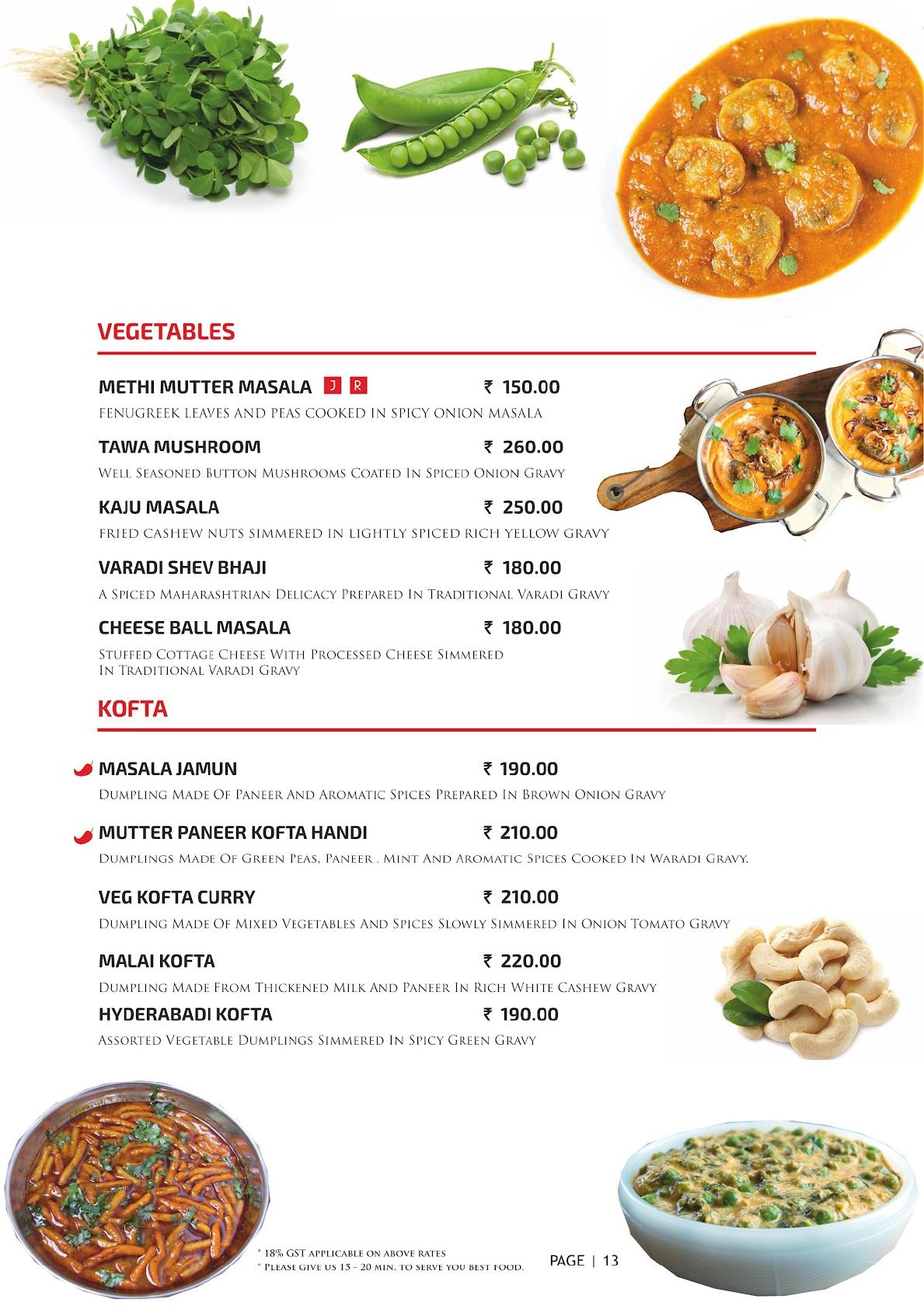 Menu at Indiana's Red Velvet Veg Restaurant, Aurangabad