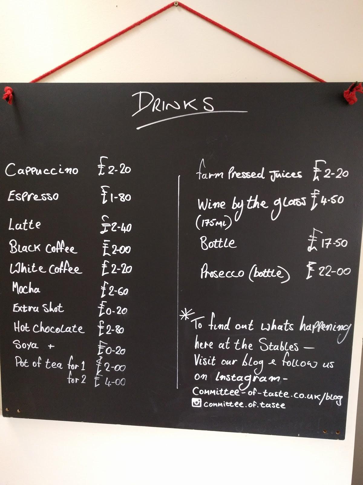 Menu at Stables Café cafe, London, Gladstone Park