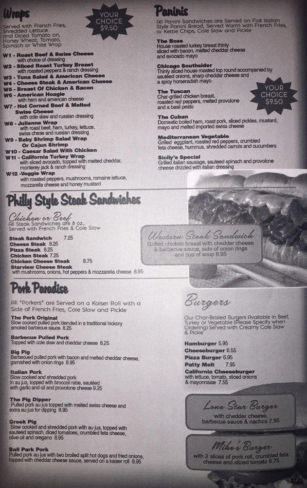Menu at Starview Diner restaurant, Somerdale