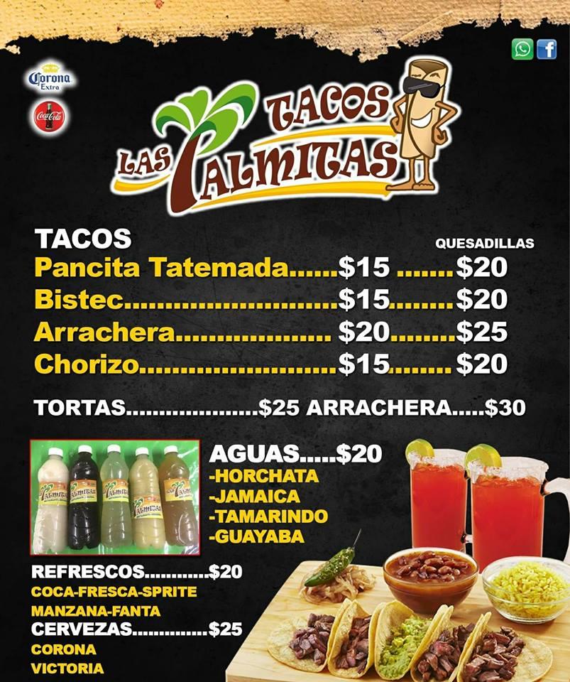 Menu at Taqueria "Las Palmitas" restaurant, Zitácuaro
