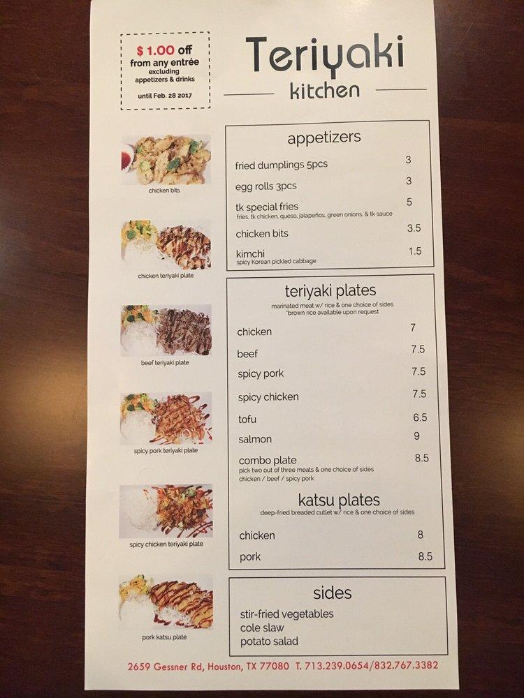 Menu at Teriyaki Kitchen restaurant, Houston