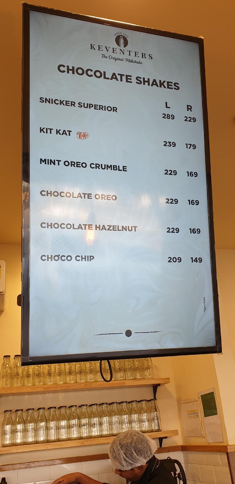 Menu at Keventers The Original Milkshake, Karjan