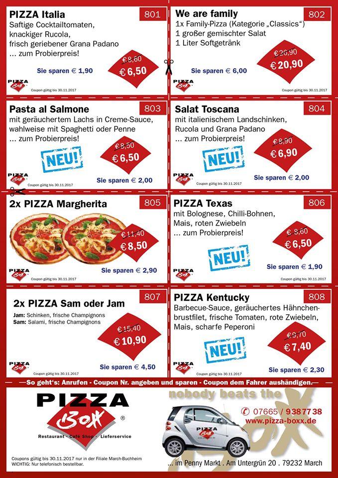 Speisekarte von Pizzaboxx, March