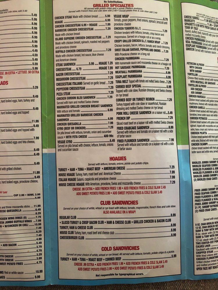 Menu at Villas Diner & Pizzeria, Villas, Bayshore Rd