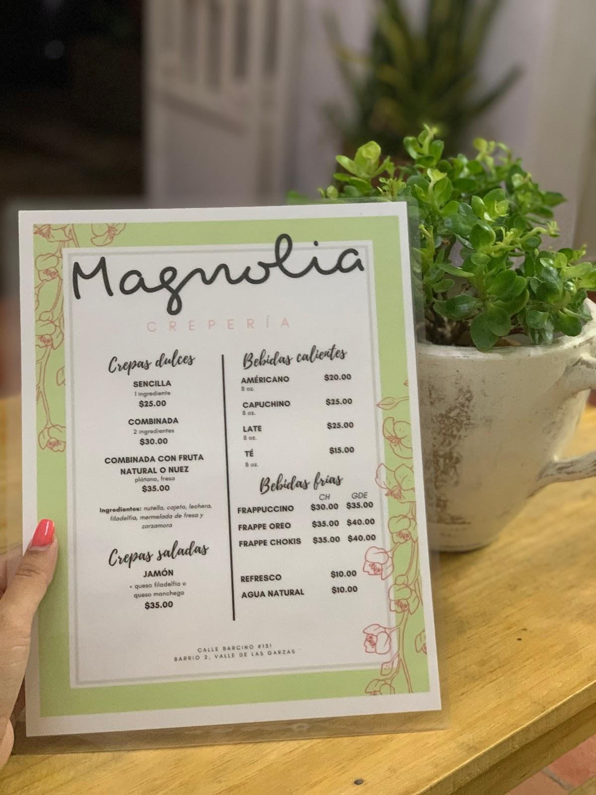 Menu at Crepas Magnolia cafe, Manzanillo