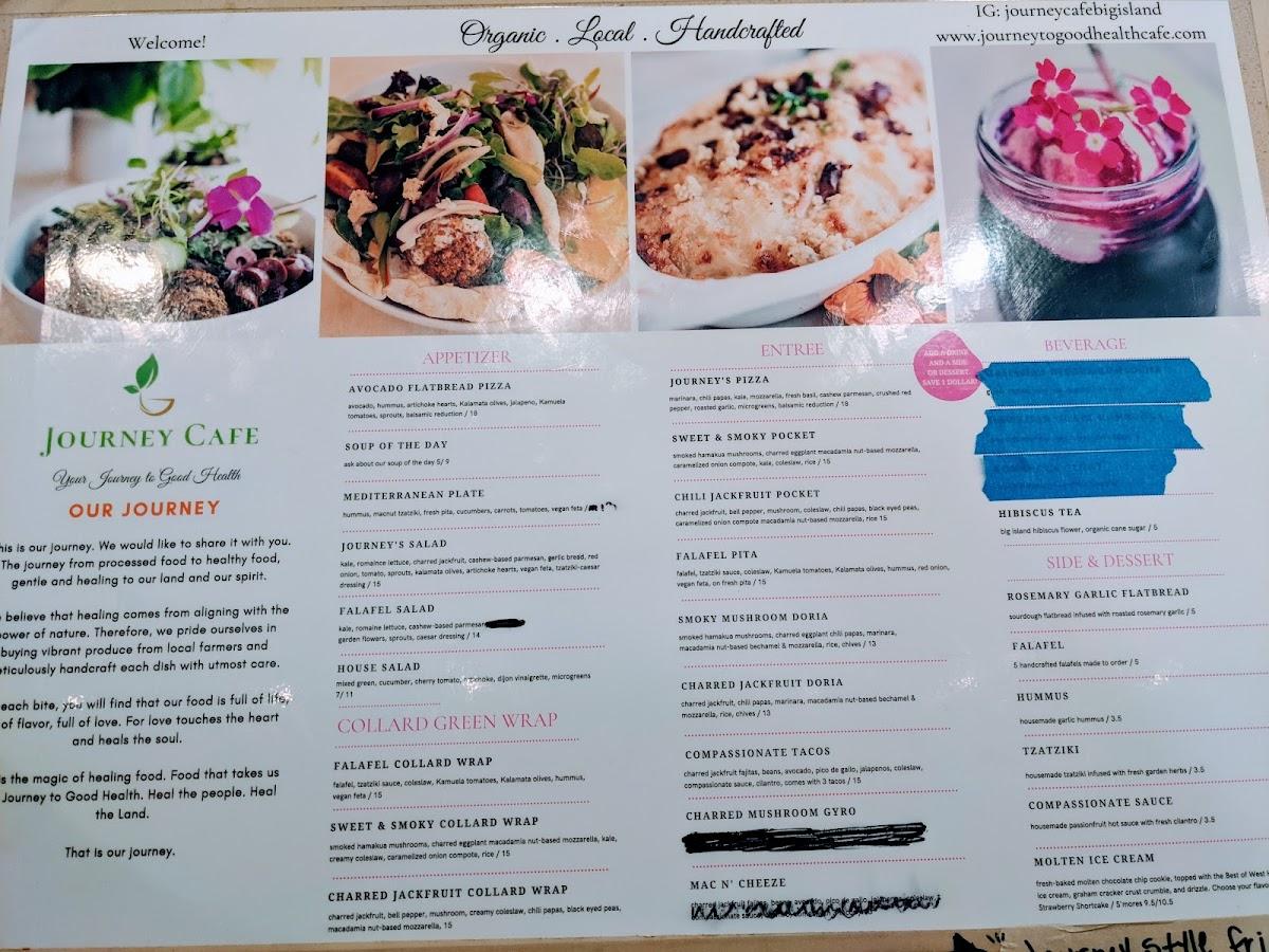 Menu at Journey Cafe Big Island, Kailua-Kona