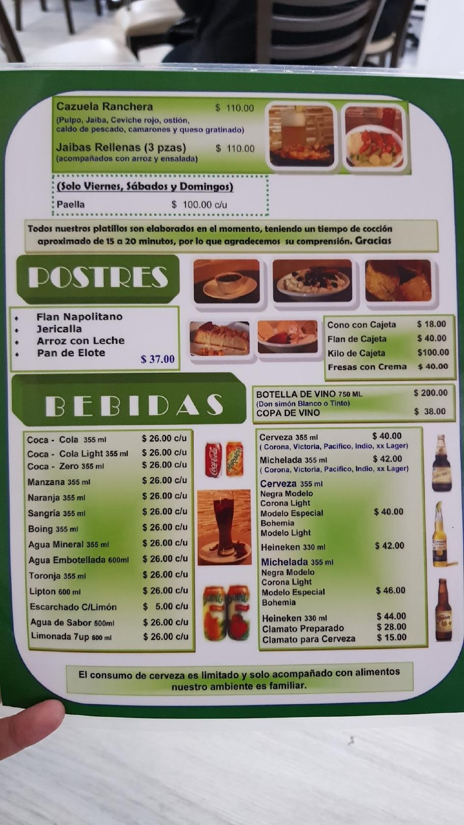 Carta del restaurante Mariscos Don Panchito, Ciudad del México ...