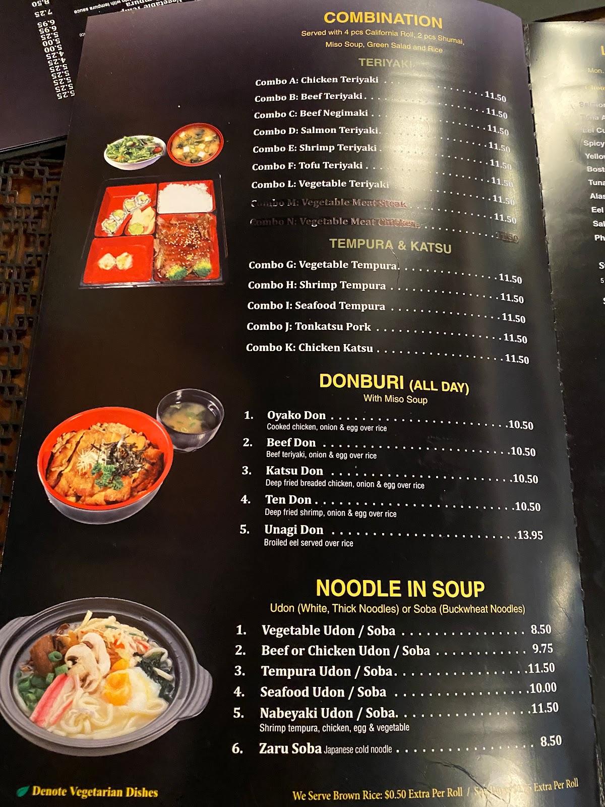 Menu at Mikaku Sushi restaurant, New York City