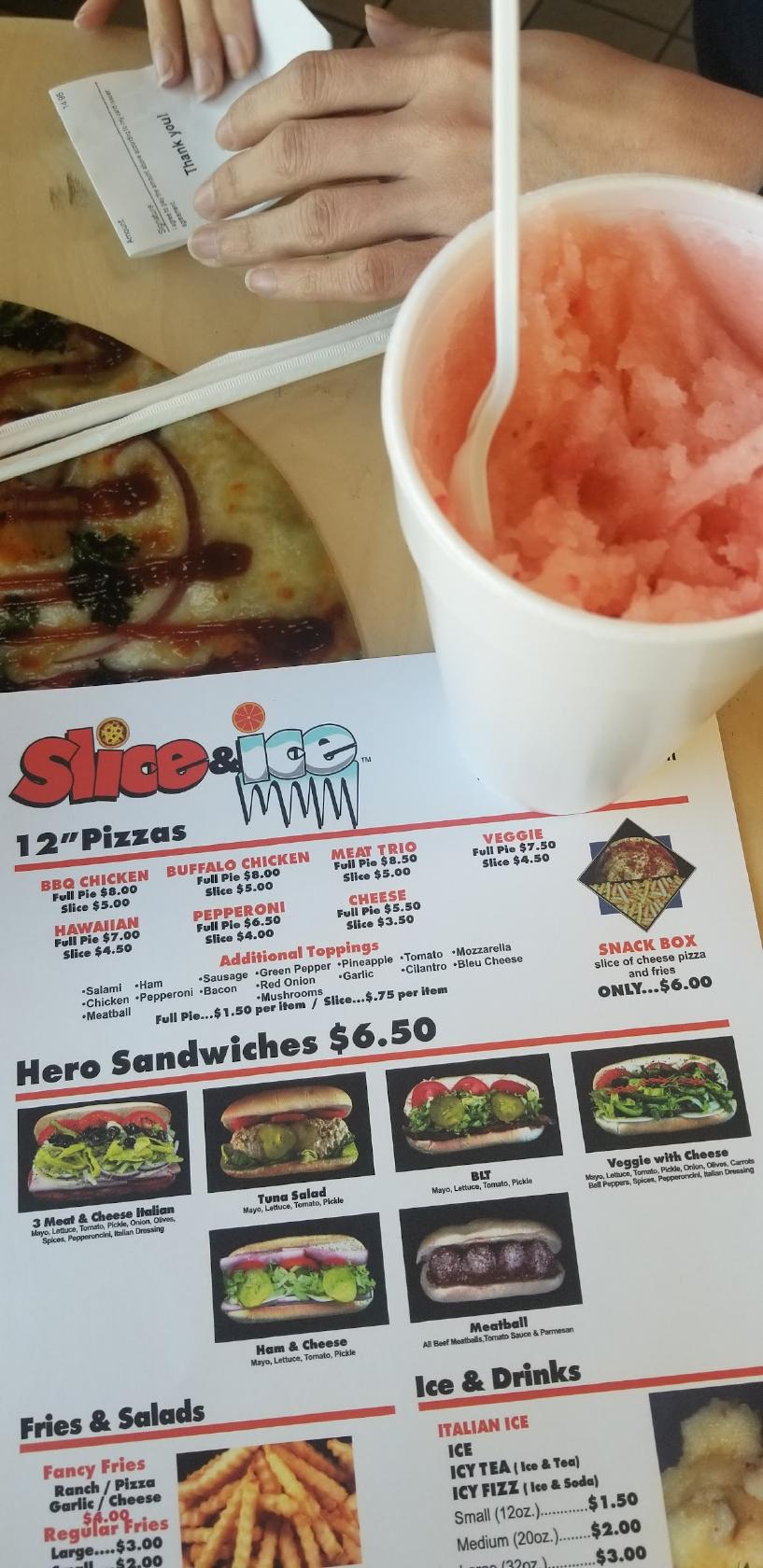 Menu at Slice and Ice pizzeria, Tucson