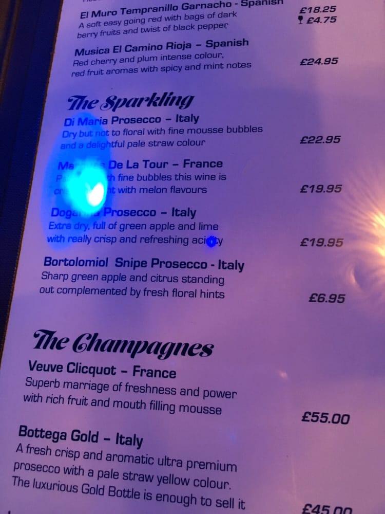 Menu at Blu Restaurant, Belfast