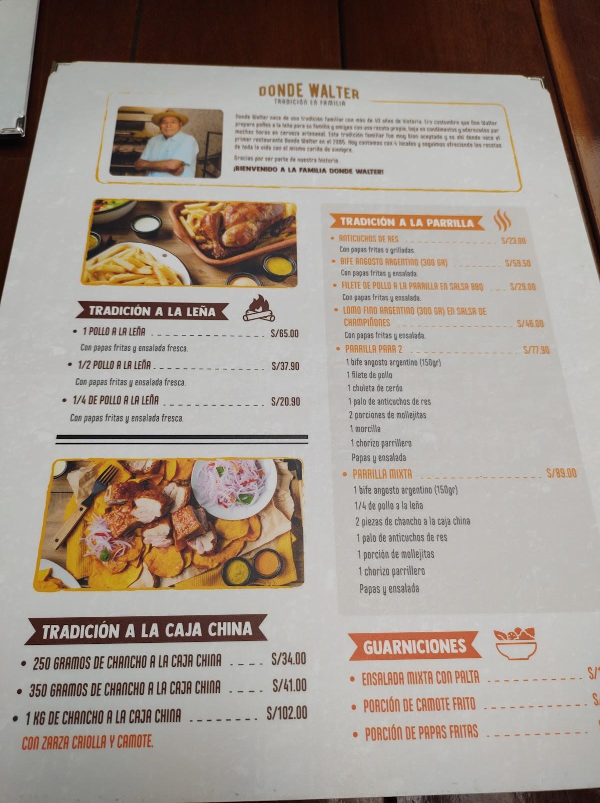 Carta del restaurante DONDE WALTER, Santiago del Surco