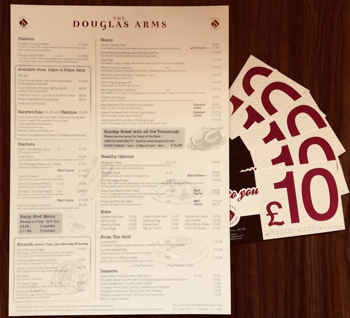 Menu at Douglas Arms Hotel restaurant, Banchory