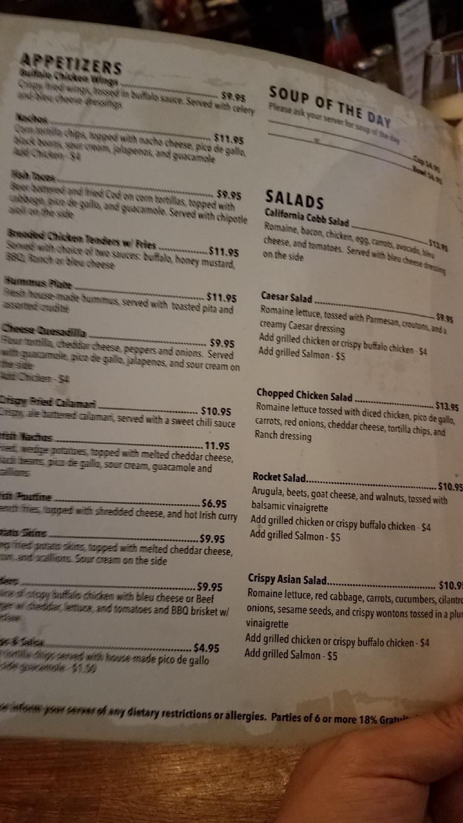 Menu at Irish Times pub & bar, San Francisco