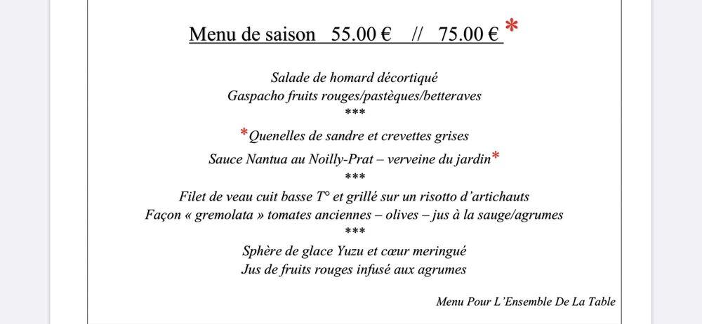 Menu at Le Passage, Uccle, Av. Jean et Pierre Carsoel 17